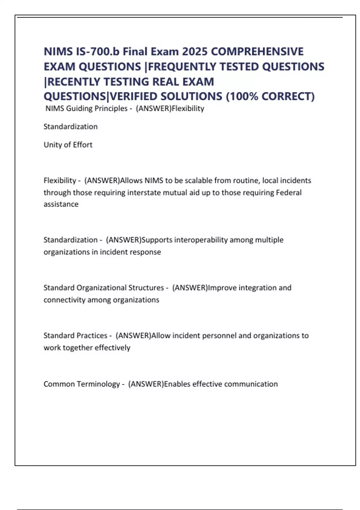 NIMS IS-700.b Final Exam 2025 COMPREHENSIVE EXAM QUESTIONS |FREQUENTLY ...