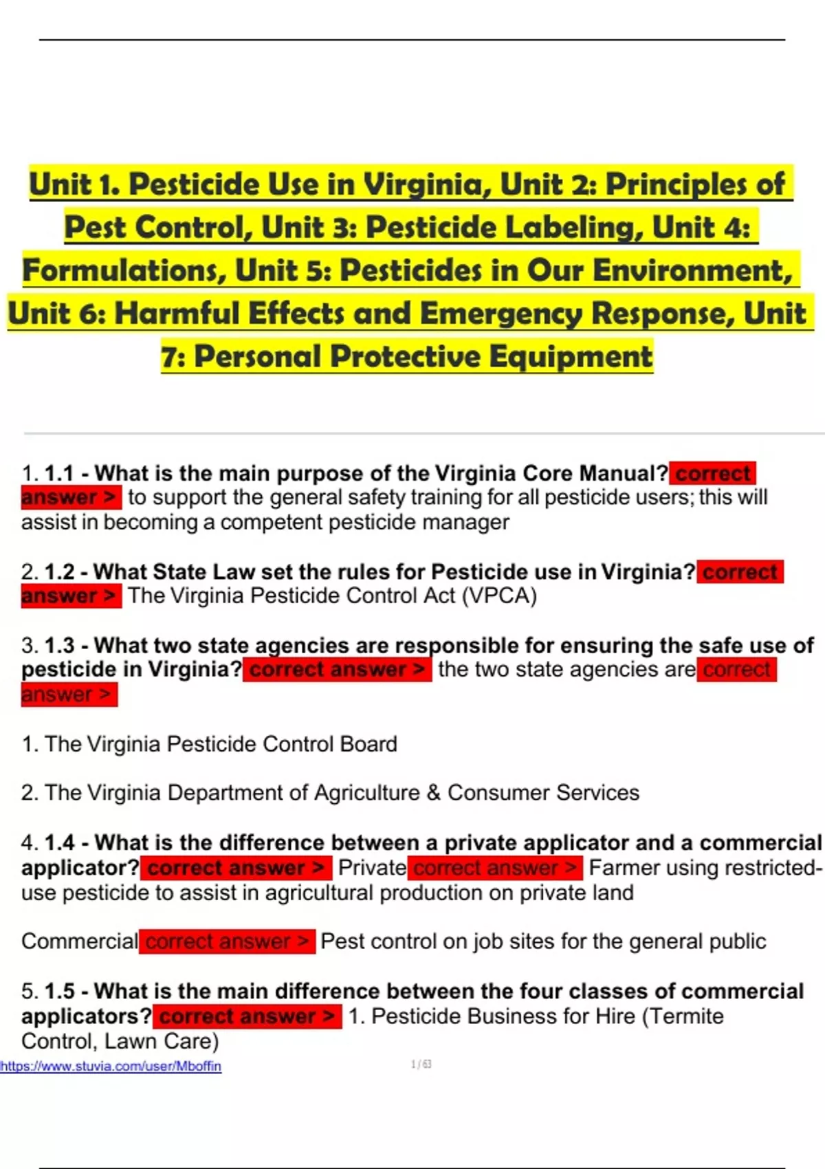 Unit 1. Pesticide Use in Virginia, Unit 2: Principles of Pest Control ...