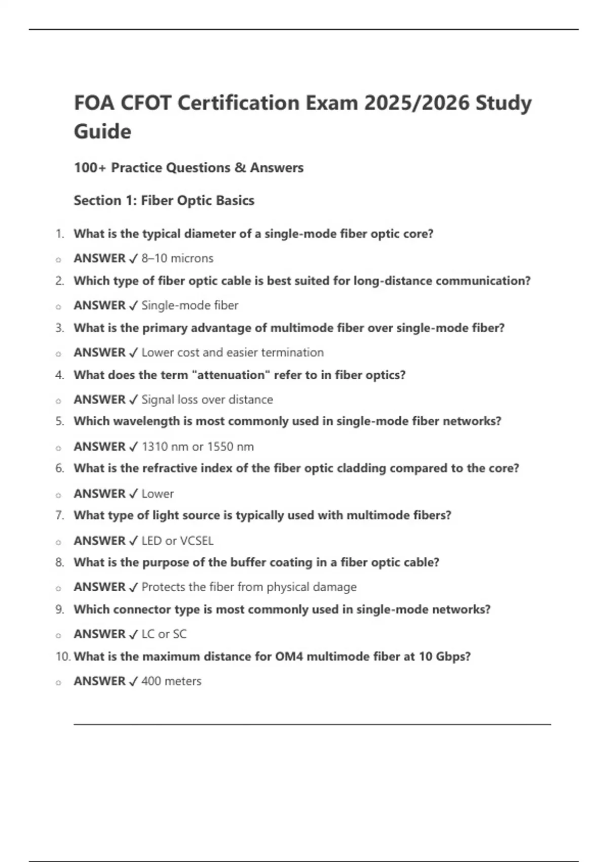 FOA CFOT Certification Exam 2025/2026 Study Guide 100+ Practice Questions & Answers - FOA CFOT ...