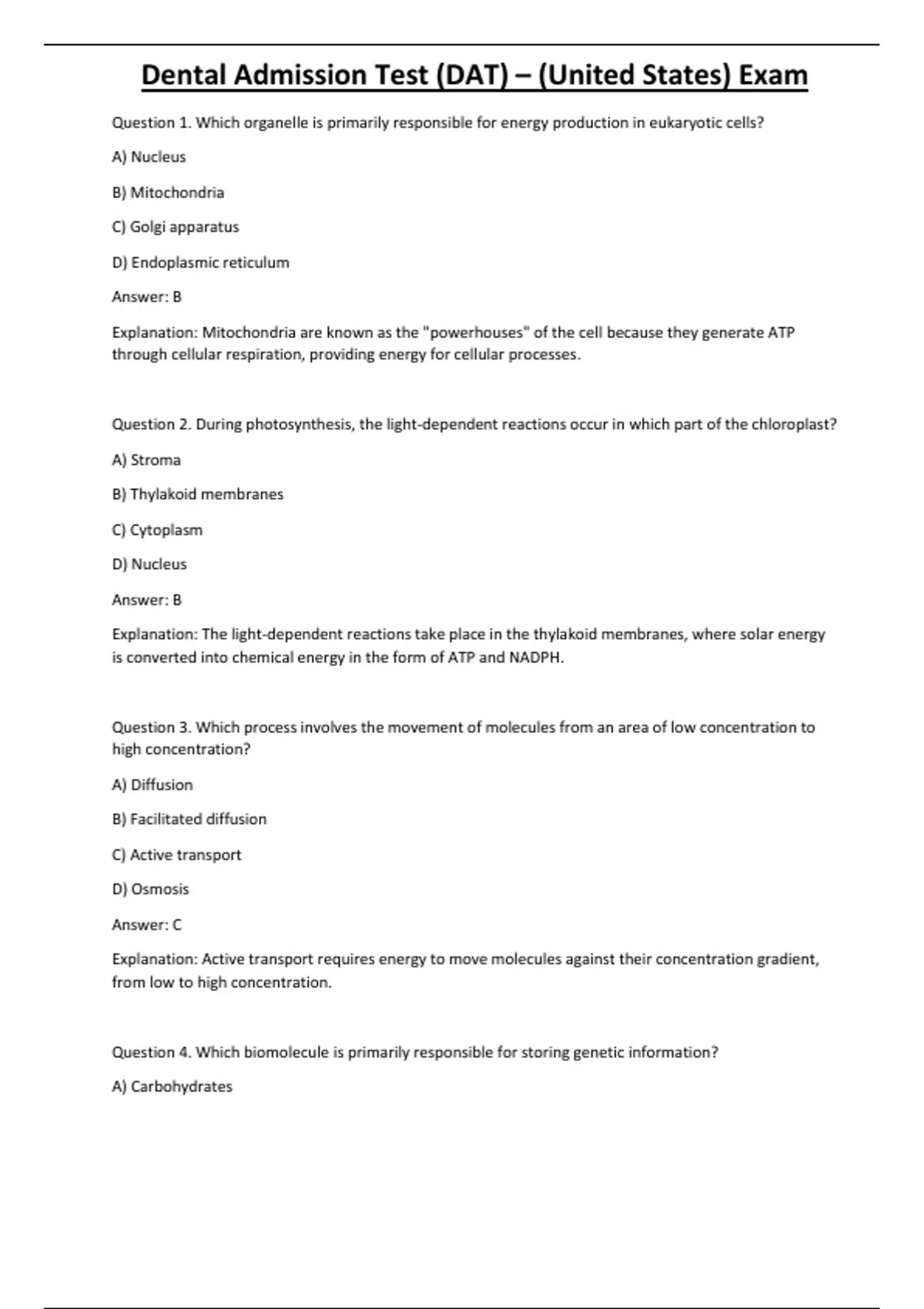 Dental Admission Test Dat United States Exam Computer Stuvia Us