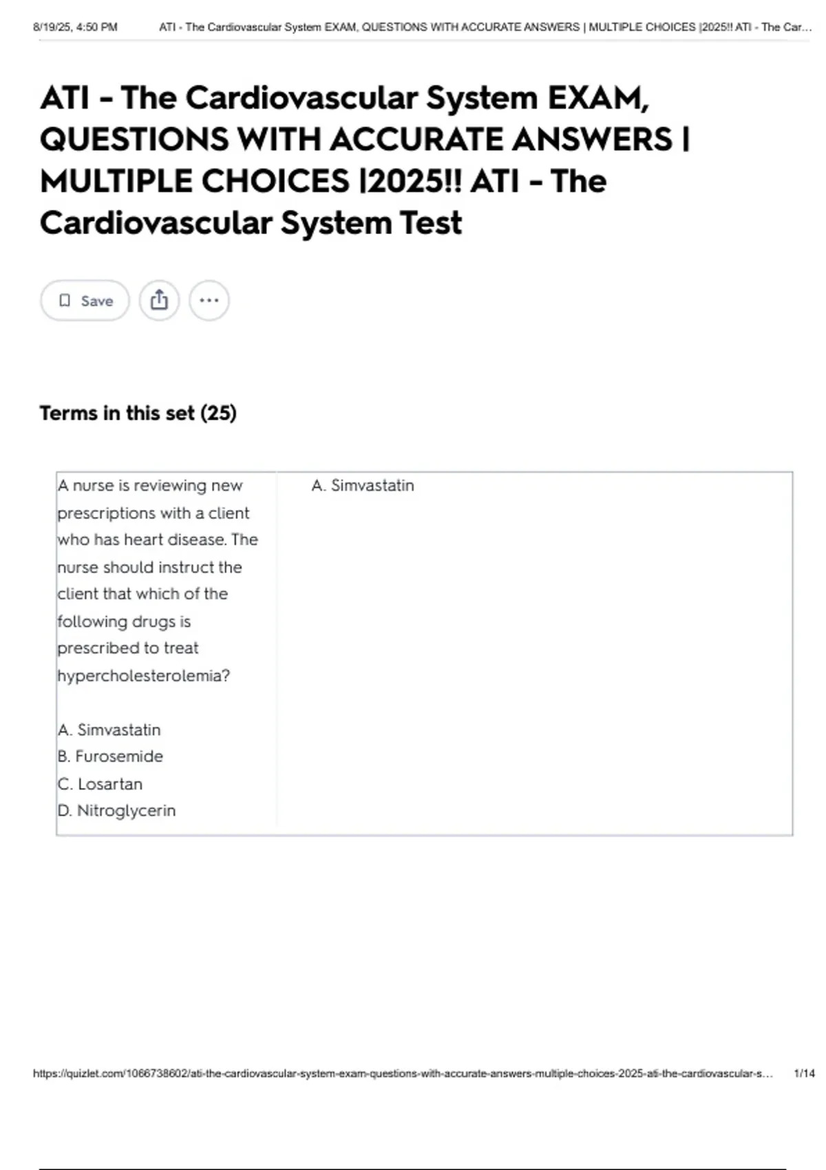 ATI - The Cardiovascular System EXAM, QUESTIONS WITH ACCURATE ANSWERS ...