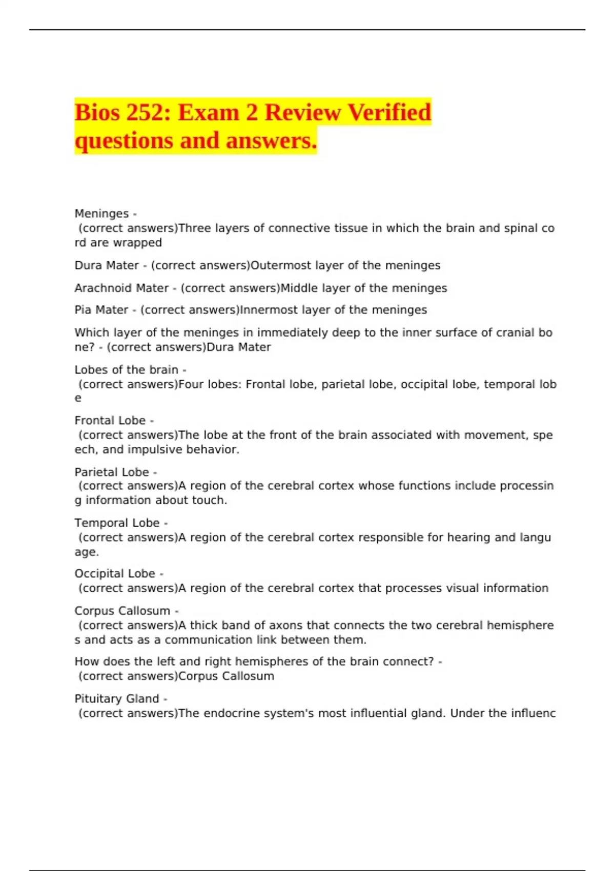 Lab Practicum: BIOS252 / BIOS 252 (Latest Update 2024 / 2025) Anatomy ...