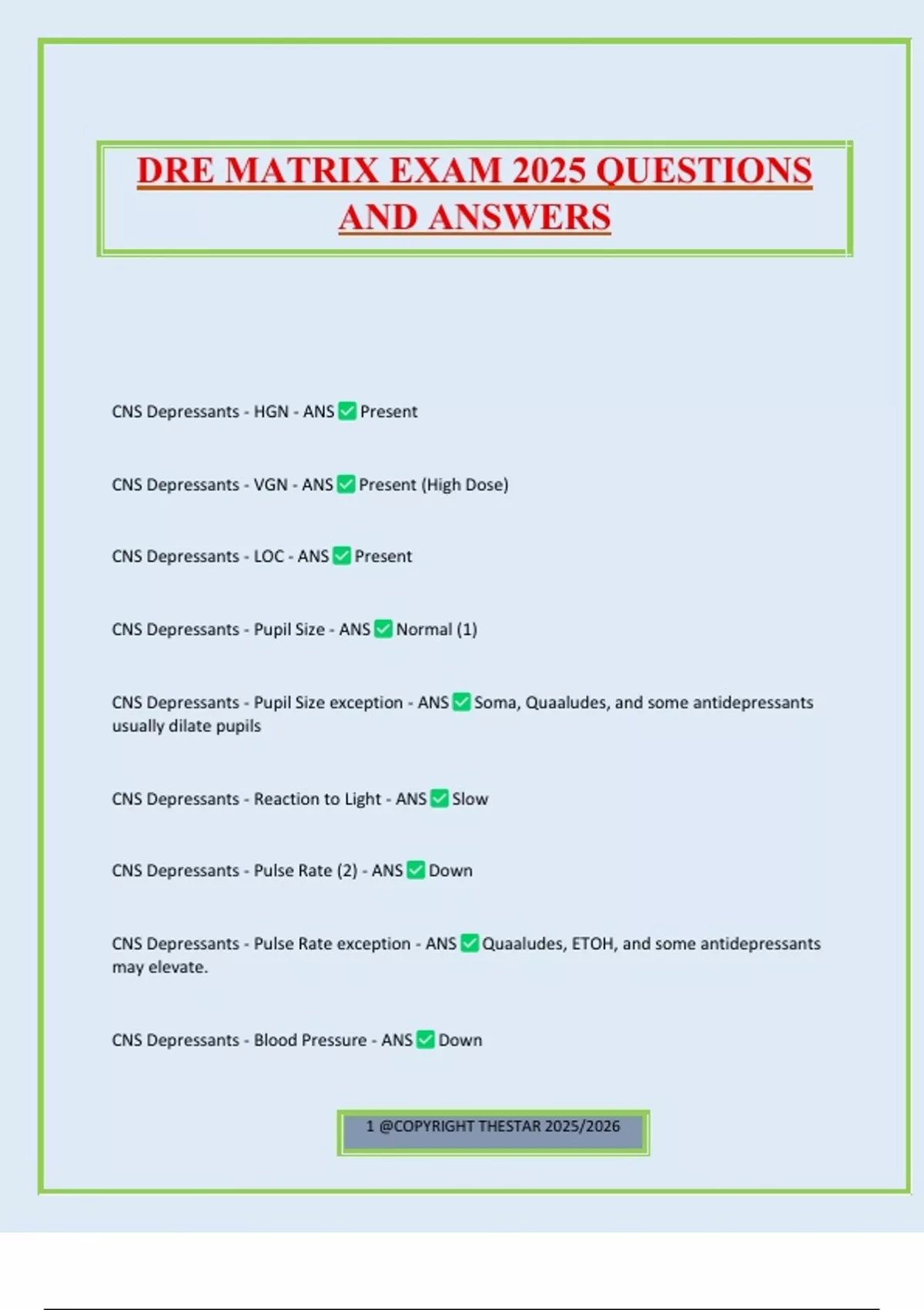 DRE MATRIX EXAM 2025 QUESTIONS AND ANSWERS - DRE - Stuvia US