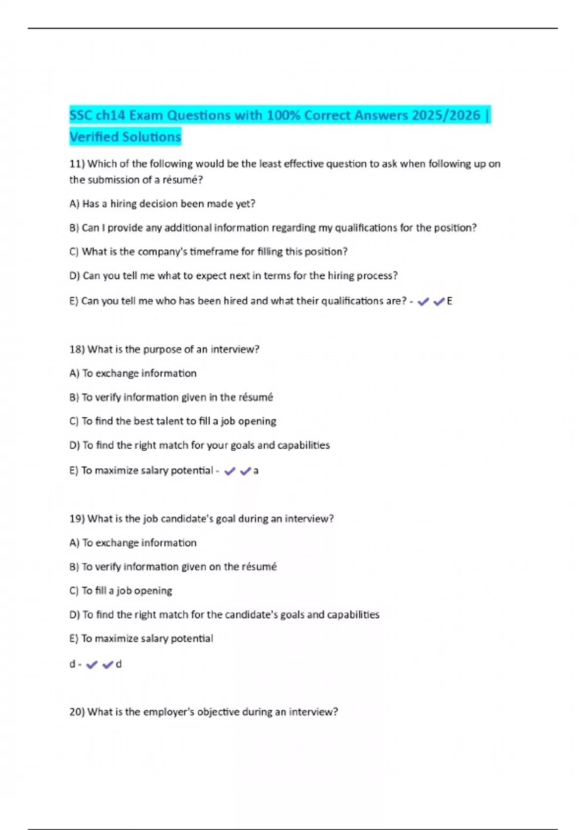 SSC ch14 Exam Questions with 100% Correct Answers 2025/2026 | Verified ...