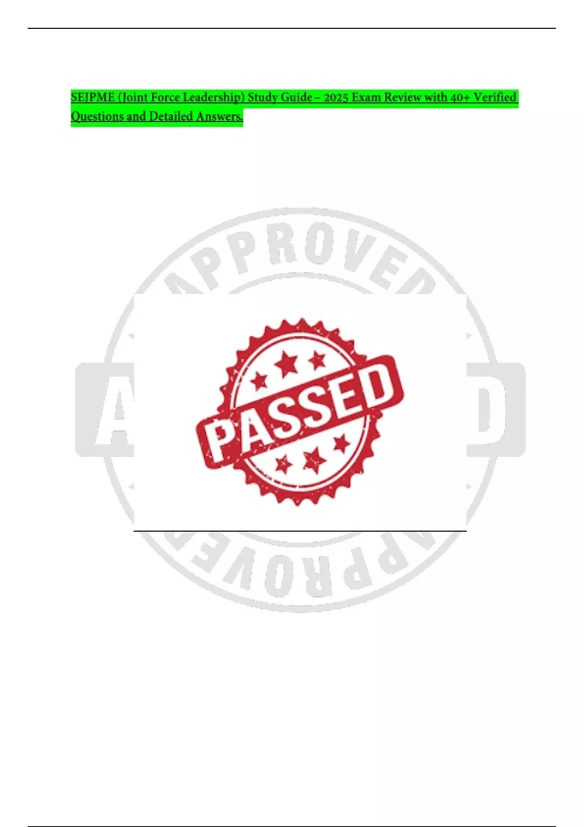 SEJPME (Joint Force Leadership) Study Guide – 2025 Exam Review with 40 ...