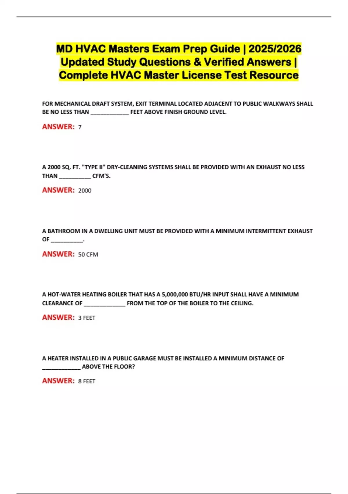 MD HVAC Masters Exam Prep Guide | 2025/2026 Updated Study Questions ...
