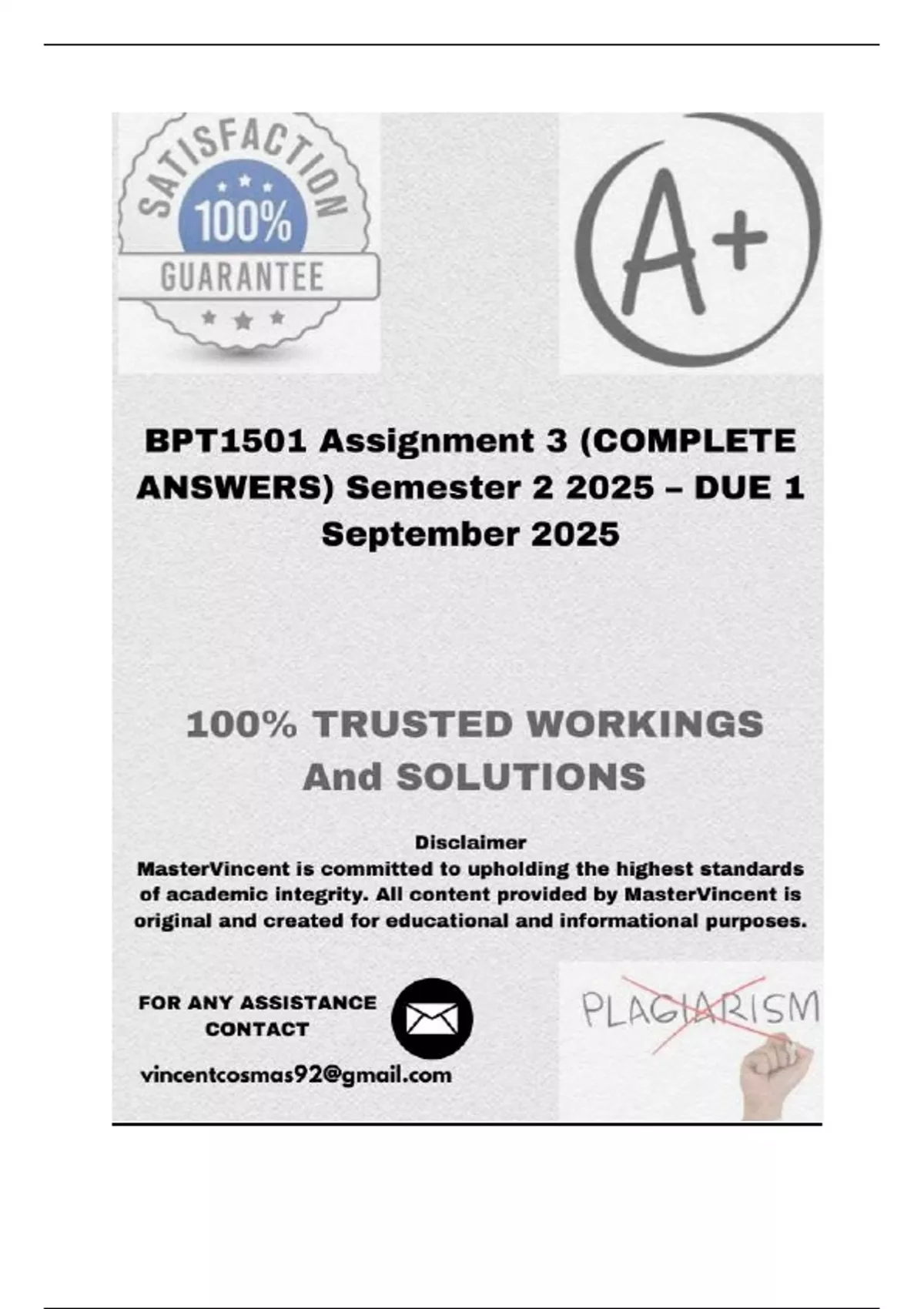 BPT1501 Assignment 3 (COMPLETE ANSWERS) Semester 2 2025 – DUE 1 ...