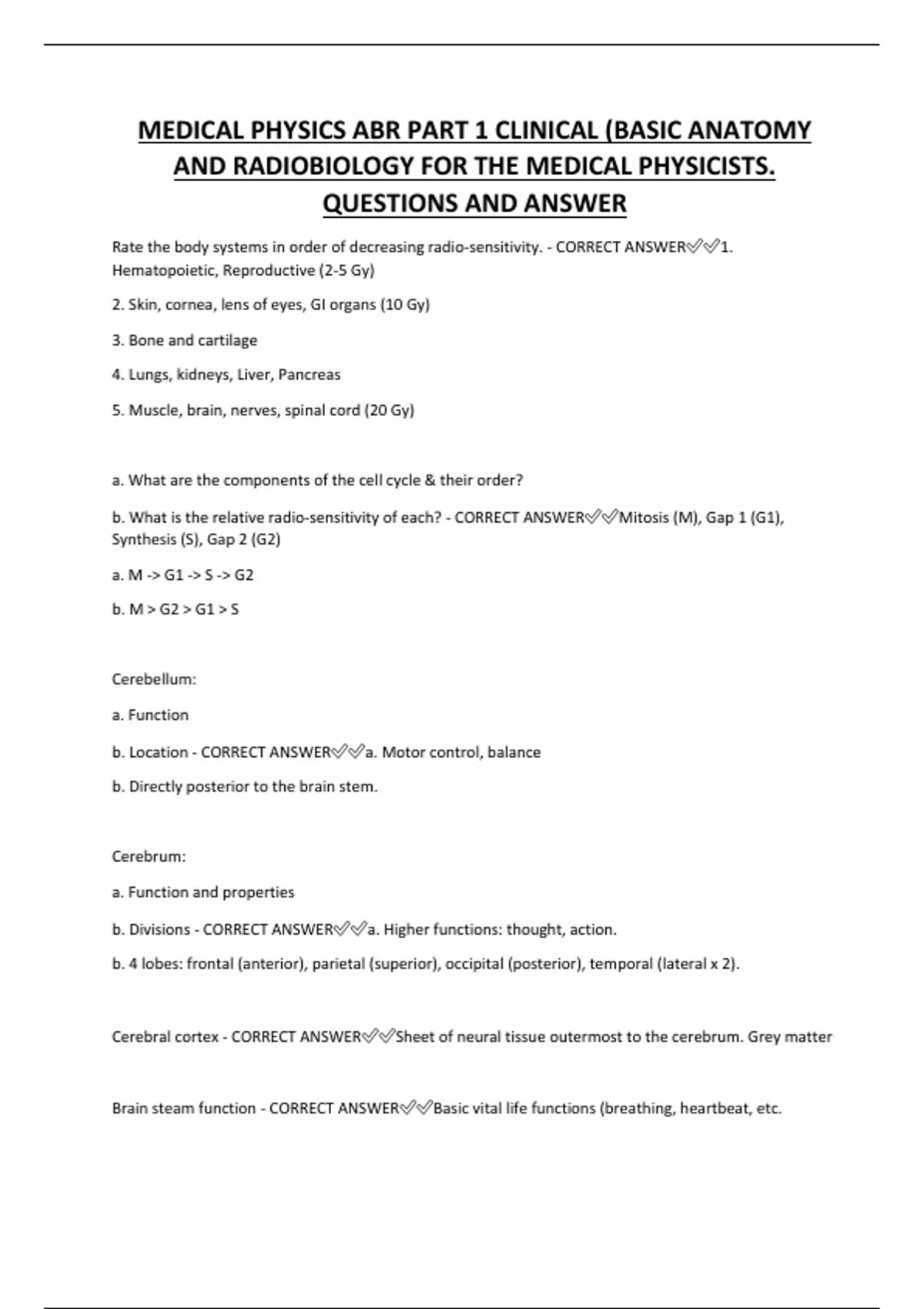 MEDICAL PHYSICS ABR PART 1 CLINICAL (BASIC ANATOMY AND RADIOBIOLOGY FOR ...
