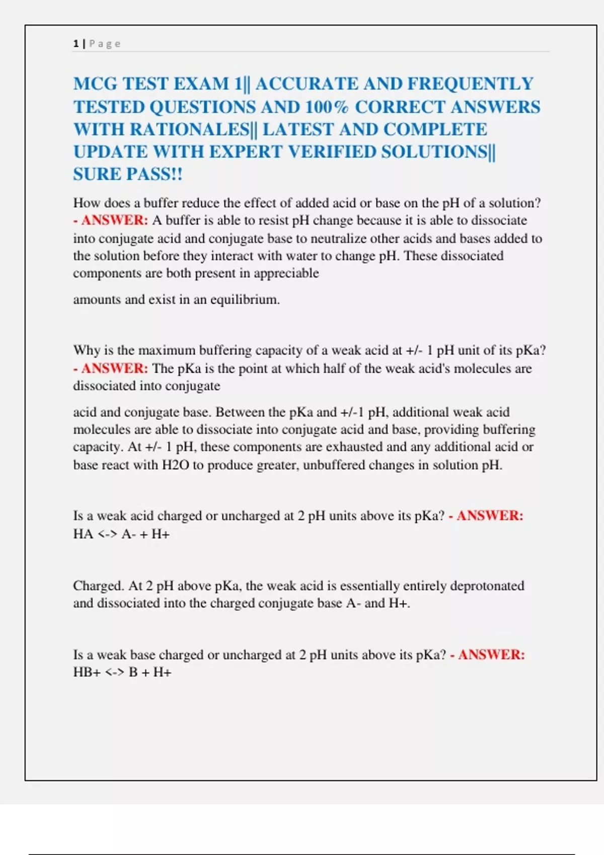 MCG TEST EXAM 1|| ACCURATE AND FREQUENTLY TESTED QUESTIONS AND 100% ...