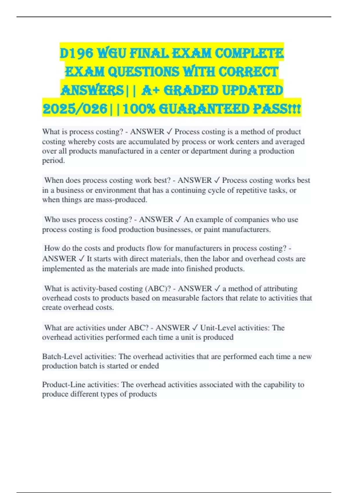 D196 WGU FINAL EXAM COMPLETE EXAM QUESTIONS WITH CORRECT ANSWERS|| A+ GRADED UPDATED 2025/026 ...