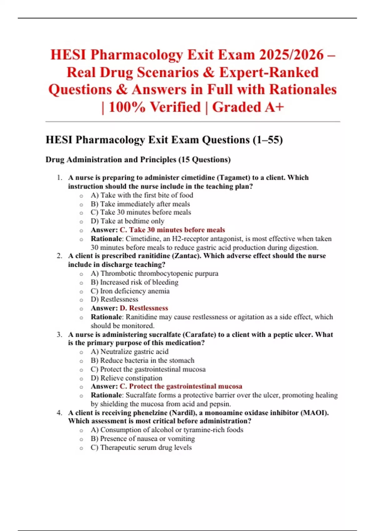HESI Pharmacology Exit Exam 2025/2026 – Real Drug Scenarios & Expert ...