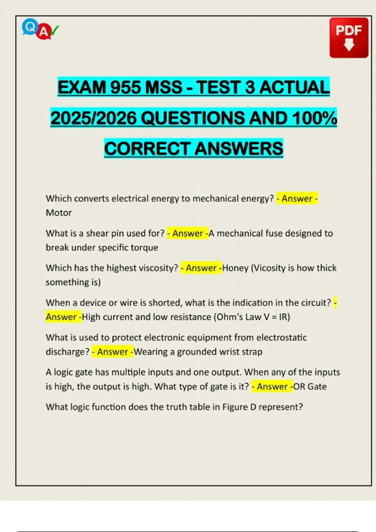 EXAM 955 MSS - TEST 3 ACTUAL 2025/2026 QUESTIONS AND 100% CORRECT ...