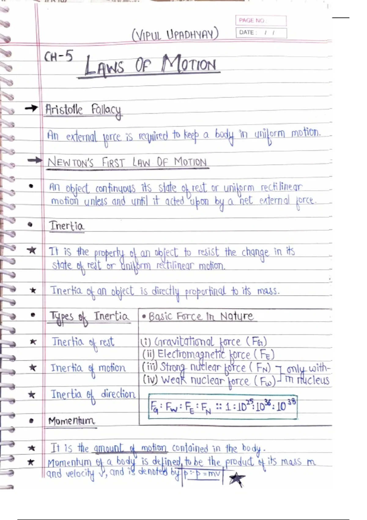 Class 12 Physics: Ch- Laws of Motion ( Handwritten, Complete Notes).pdf ...