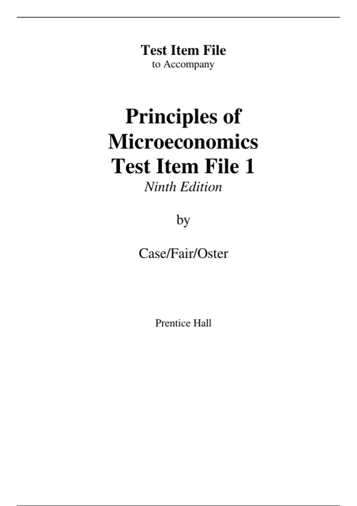 Test Bank For Principles of Microeconomics Test Item File 1 Ninth ...