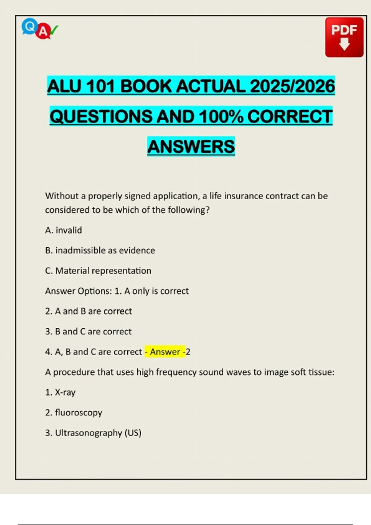 PACKAGE DEAL::: ALU 101 EXAMS ACTUAL 2025/2026 Q&A 100% PASS - Stuvia US