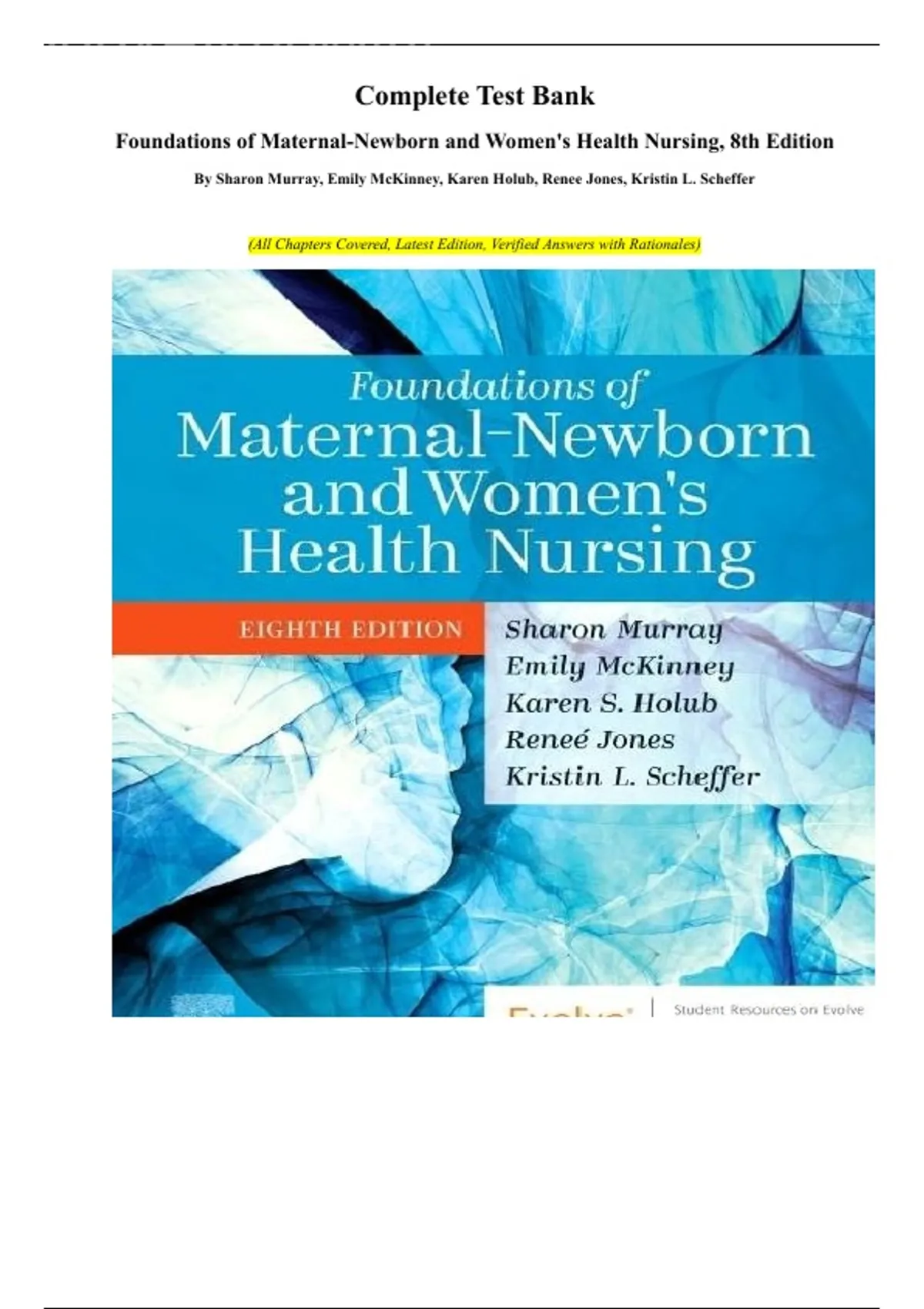 Complete Test Bank Foundations of Maternal-Newborn and Women's Health ...