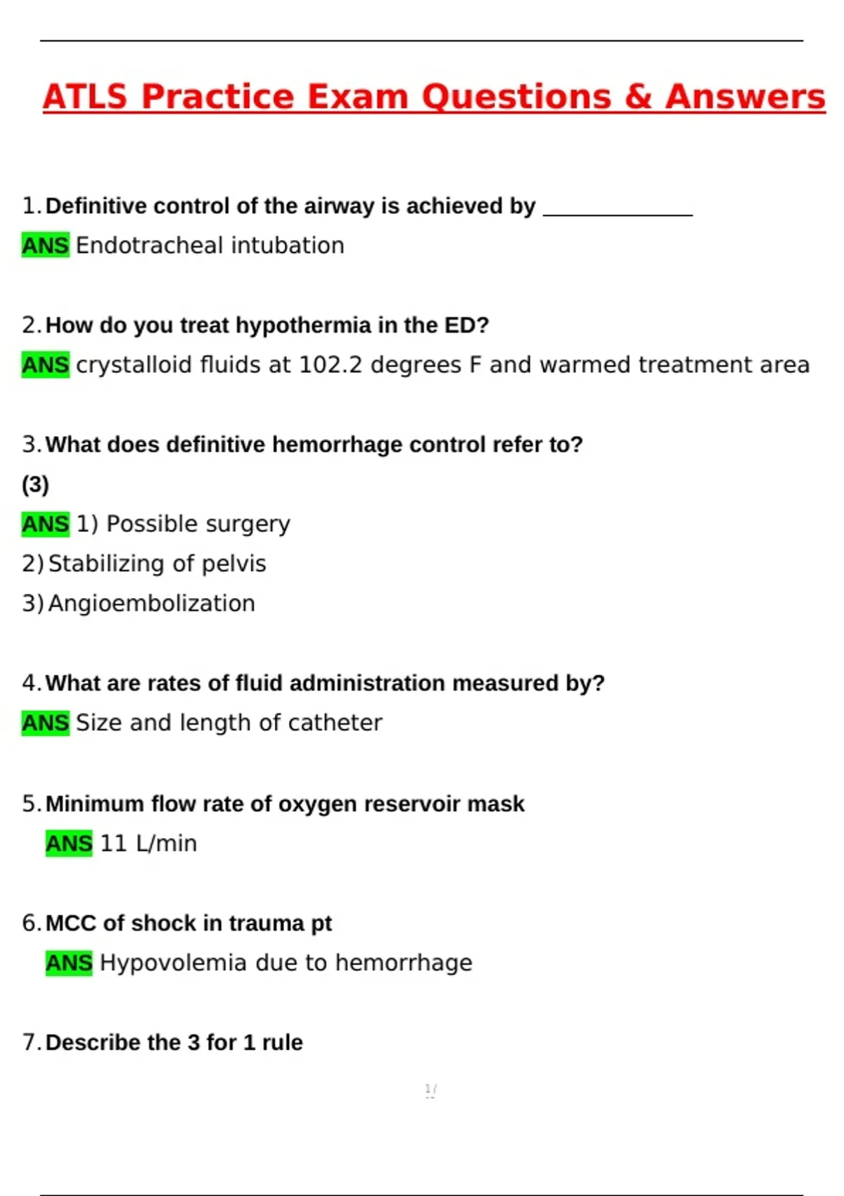 ATLS Practice Exam Newest (Latest 2025 / 2026 Update) Questions ...