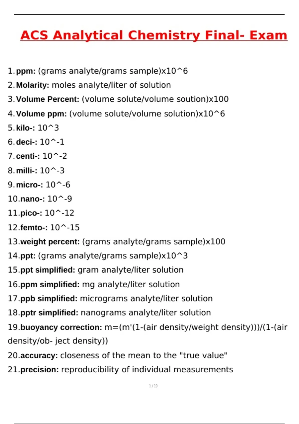 ACS Analytical Chemistry Final Exam Latest 2025 Actual Questions and ...
