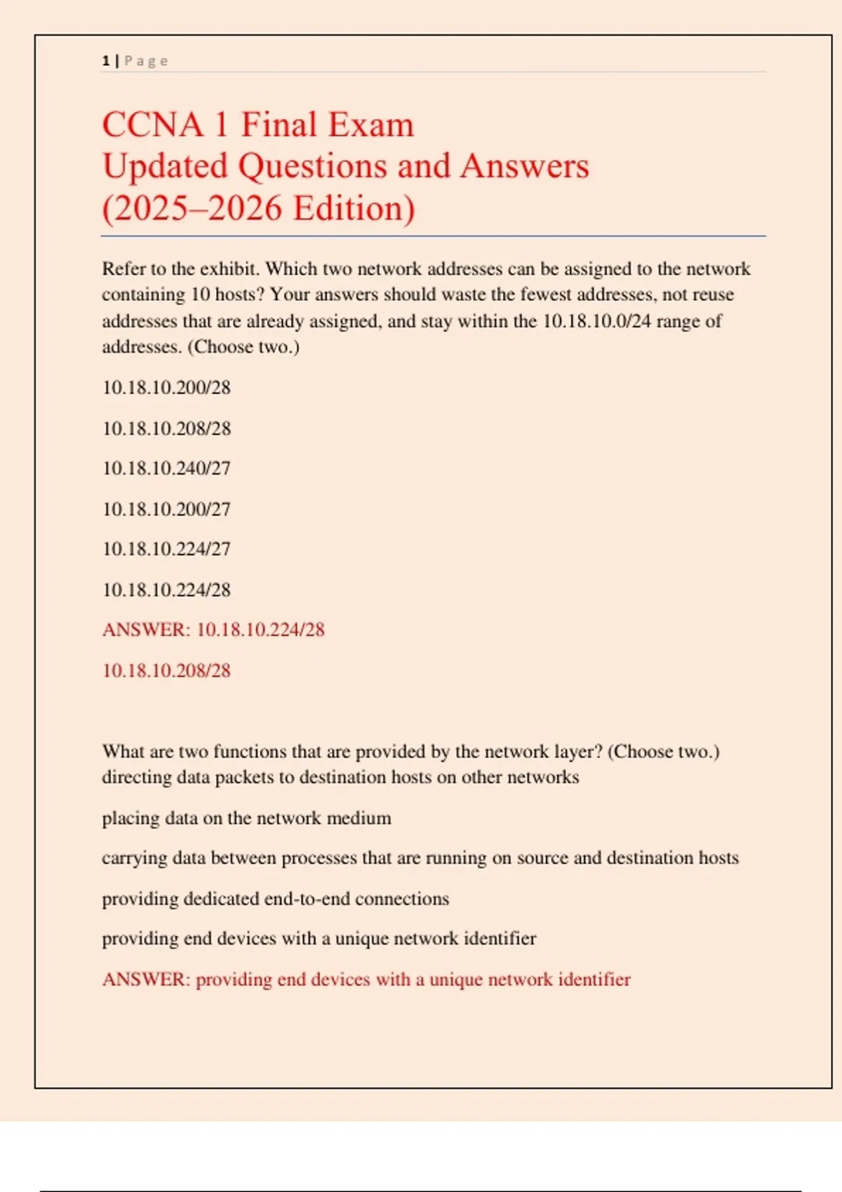 CCNA 1 Final Exam – All Updated Questions and Answers (2025–2026 ...