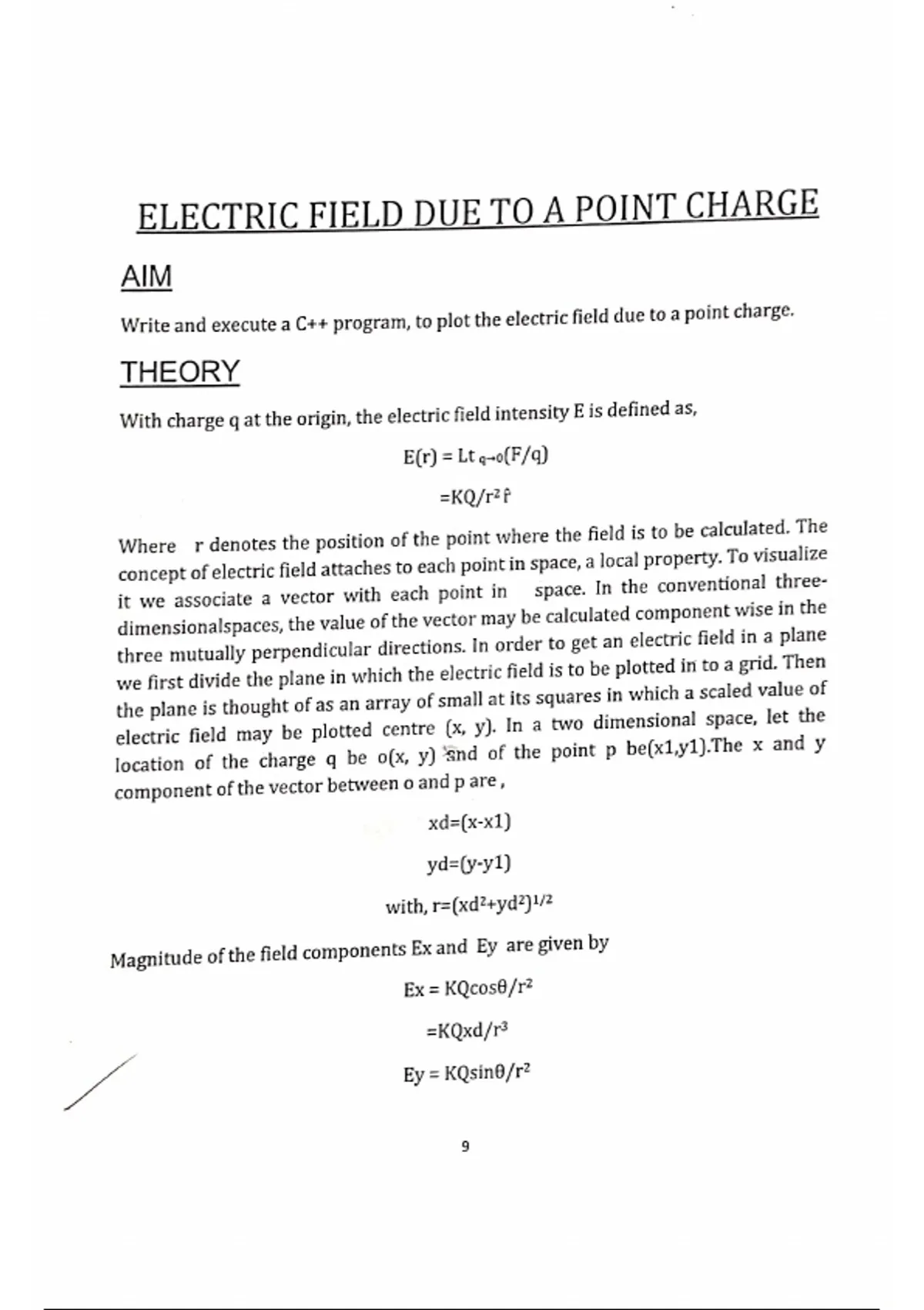 Electric Field Due to a Point Charge | Physics Lab Practical in C++ | Algorithm, Code & Output ...