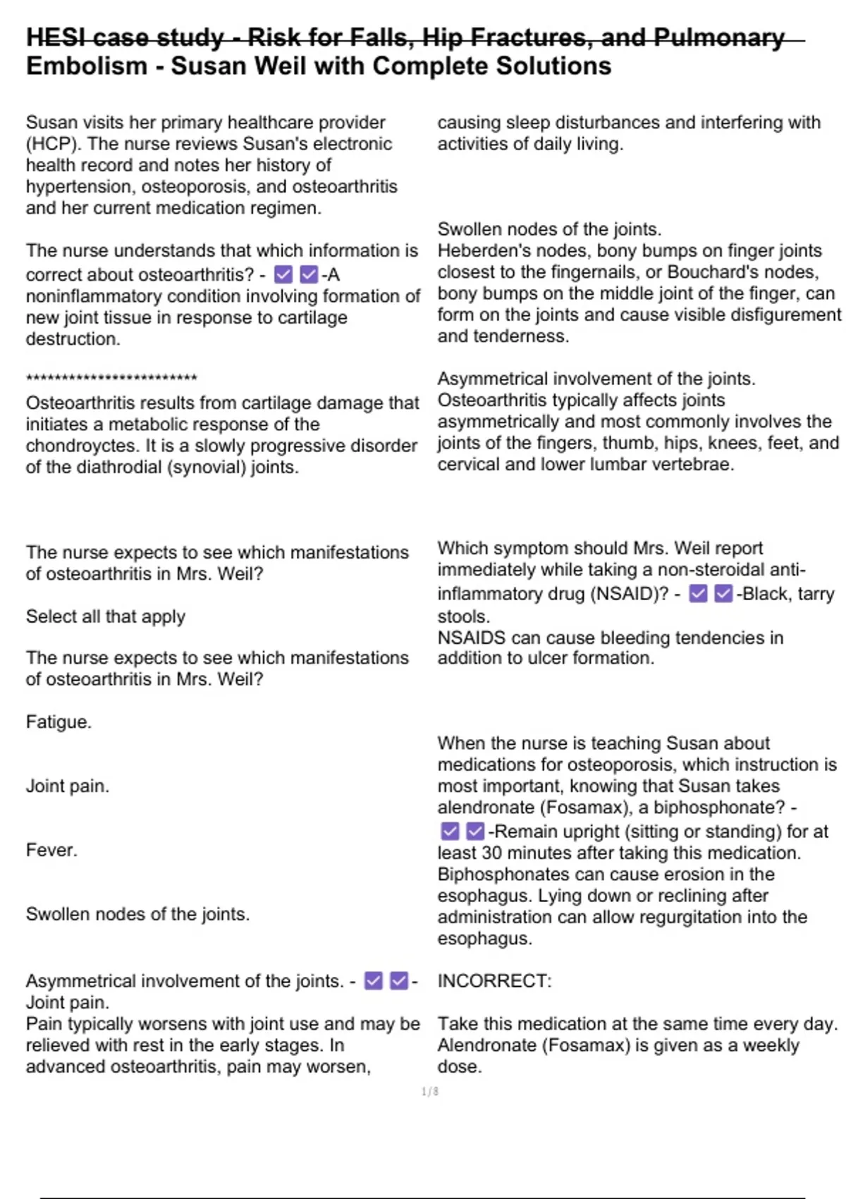 HESI case study - Risk for Falls, Hip Fractures, and Pulmonary Embolism ...