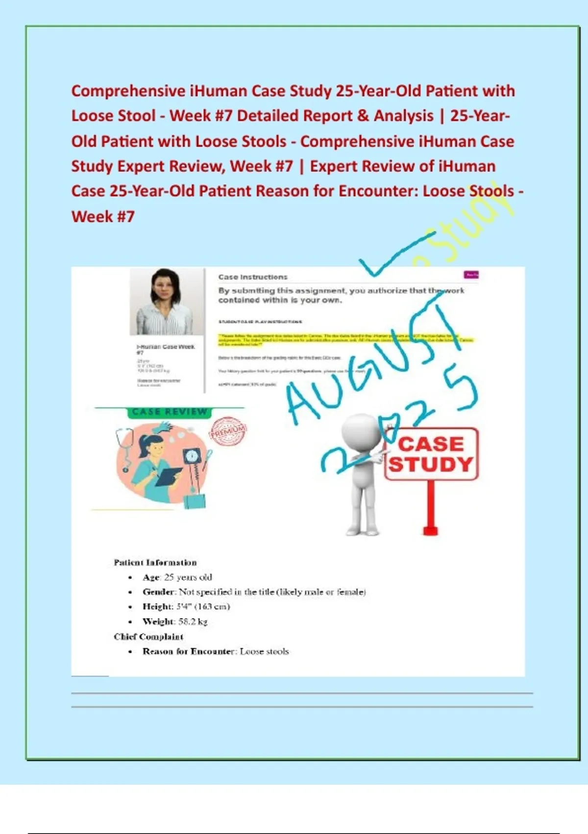 Comprehensive i-Human Case Study Bundle – Week #7 (Loose Stools ...