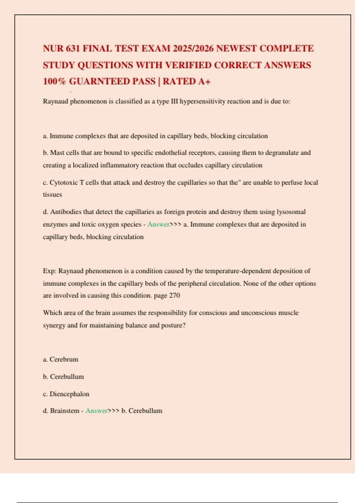 NUR 631 FINAL TEST EXAM 2025/2026 NEWEST COMPLETE STUDY QUESTIONS WITH ...