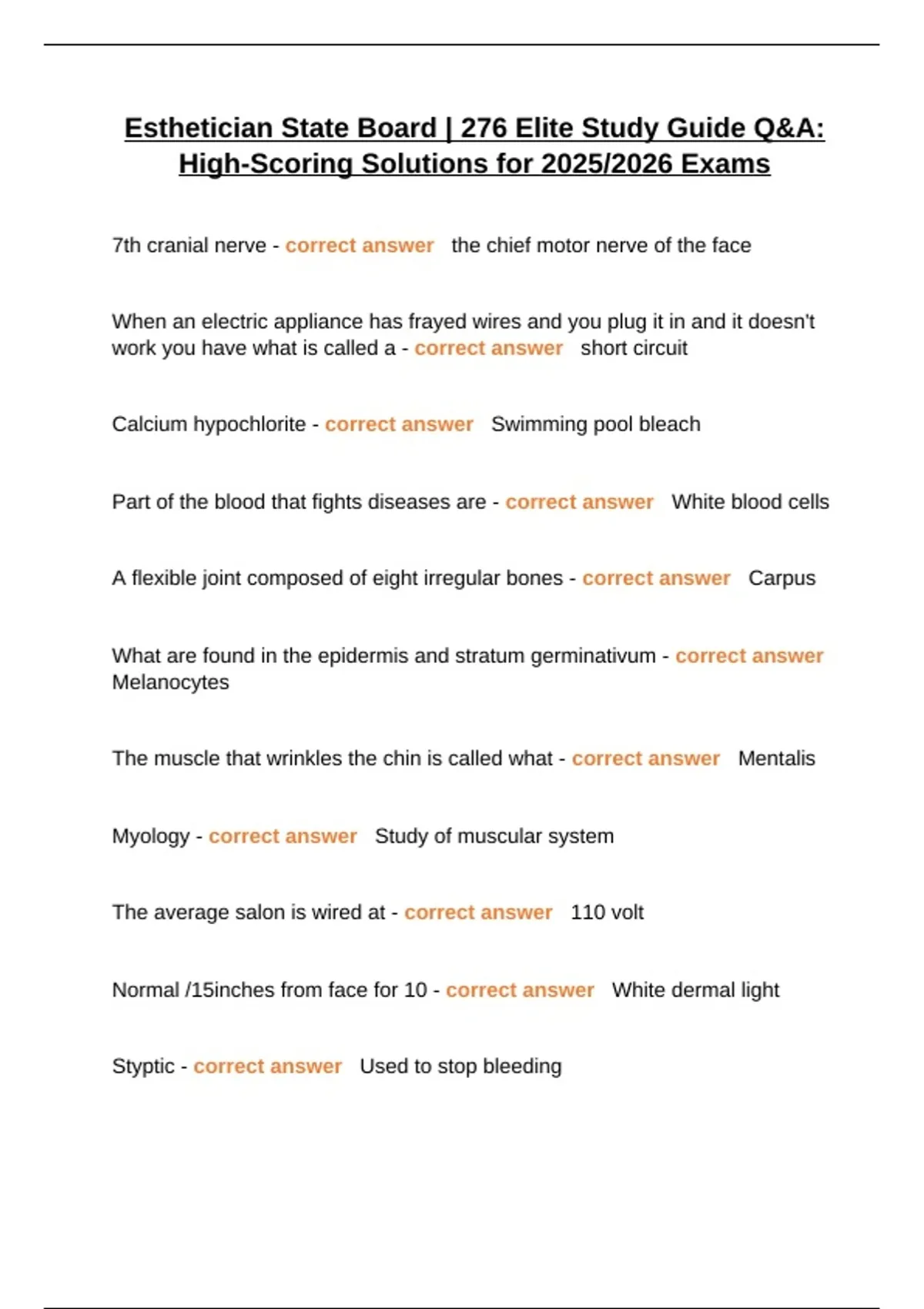Esthetician State Board | 276 Elite Study Guide Q&A: High-Scoring ...