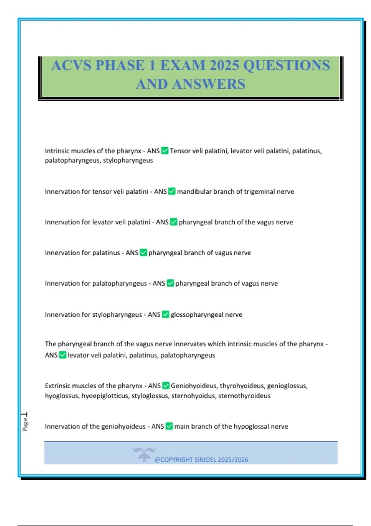ACVS PHASE 1 EXAM 2025 QUESTIONS AND ANSWERS - ACVS - Stuvia US
