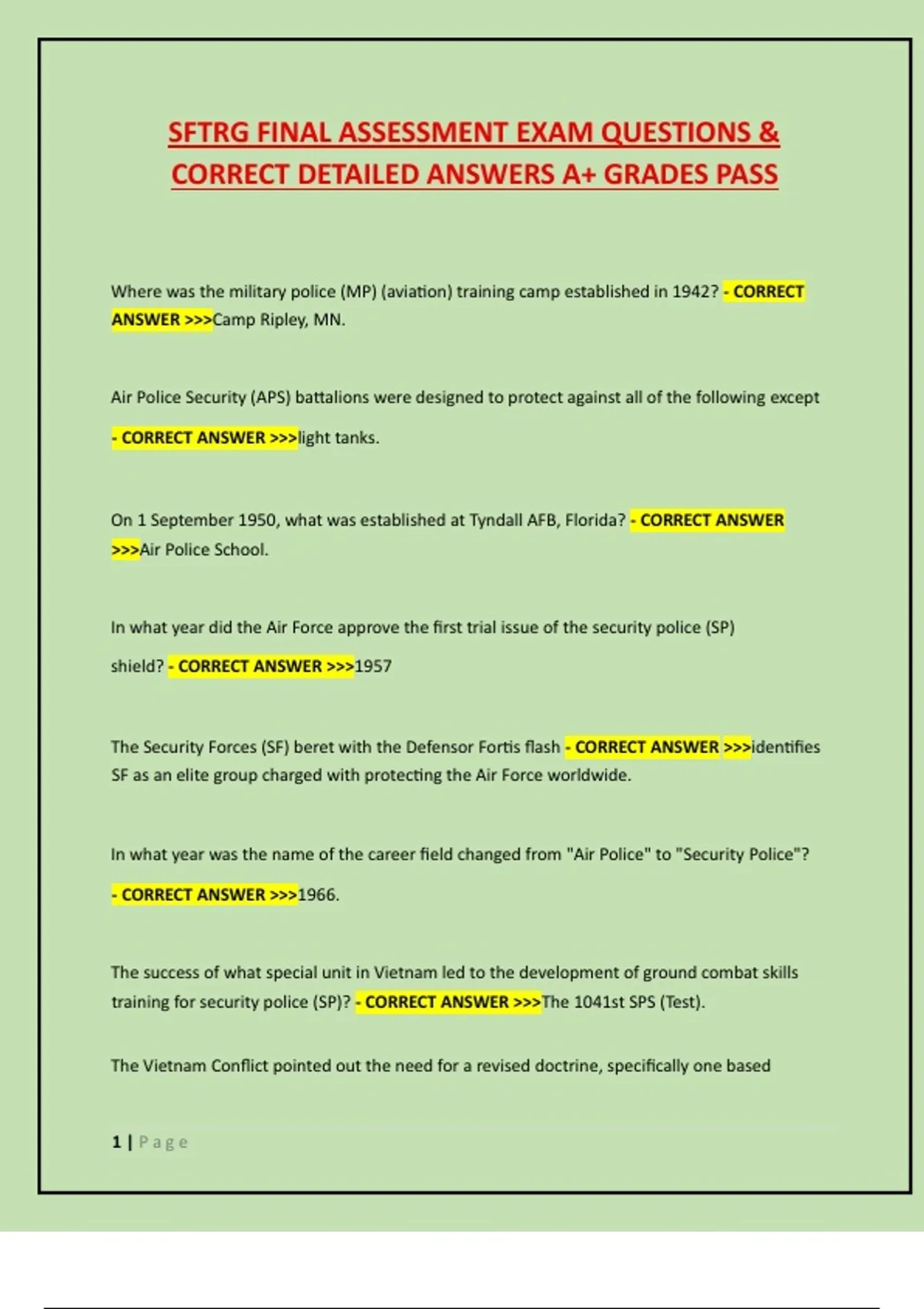 SFTRG FINAL ASSESSMENT EXAM QUESTIONS & CORRECT DETAILED ANSWERS A+ ...