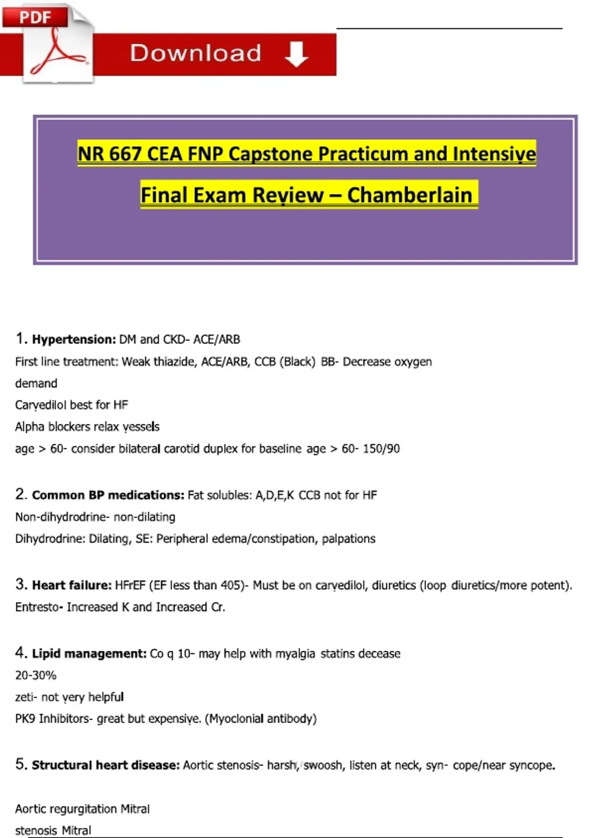 NR 667 – CEA FNP Capstone Practicum and Intensive | Final Exam Review ...