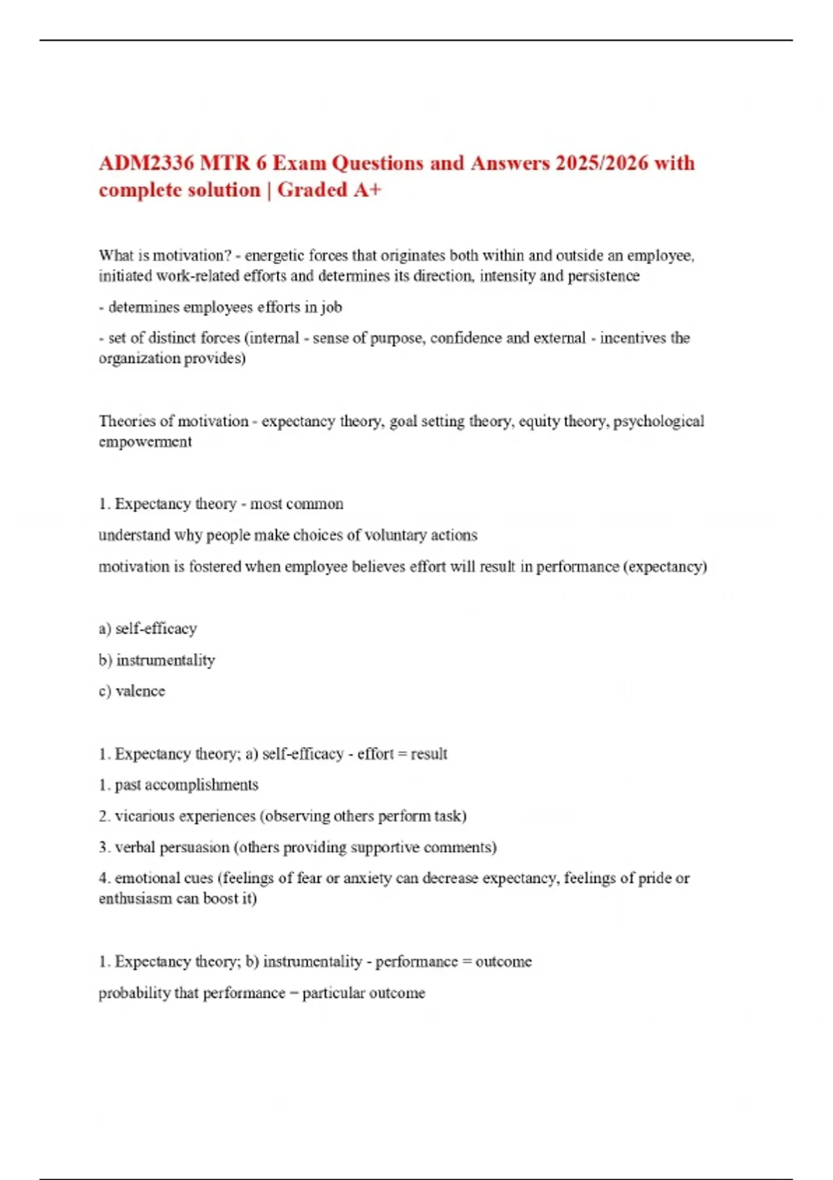 ADM2336 MTR 6 Exam Questions and Answers 2025/2026 with complete ...