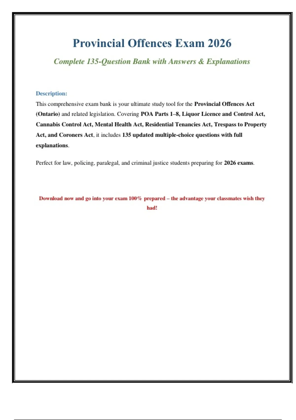 Provincial Offences Exam 2026 – 135 Solved Questions with Explanations ...