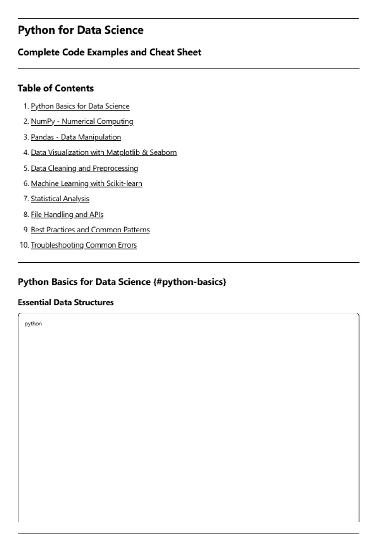 Python for Data Science: Complete Code Examples and Cheat Sheet - Data ...