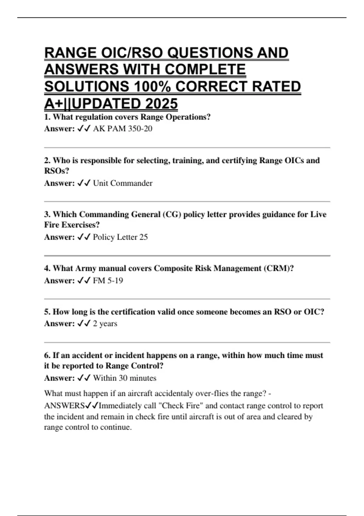 RANGE OIC/RSO QUESTIONS AND ANSWERS WITH COMPLETE SOLUTIONS 100% ...