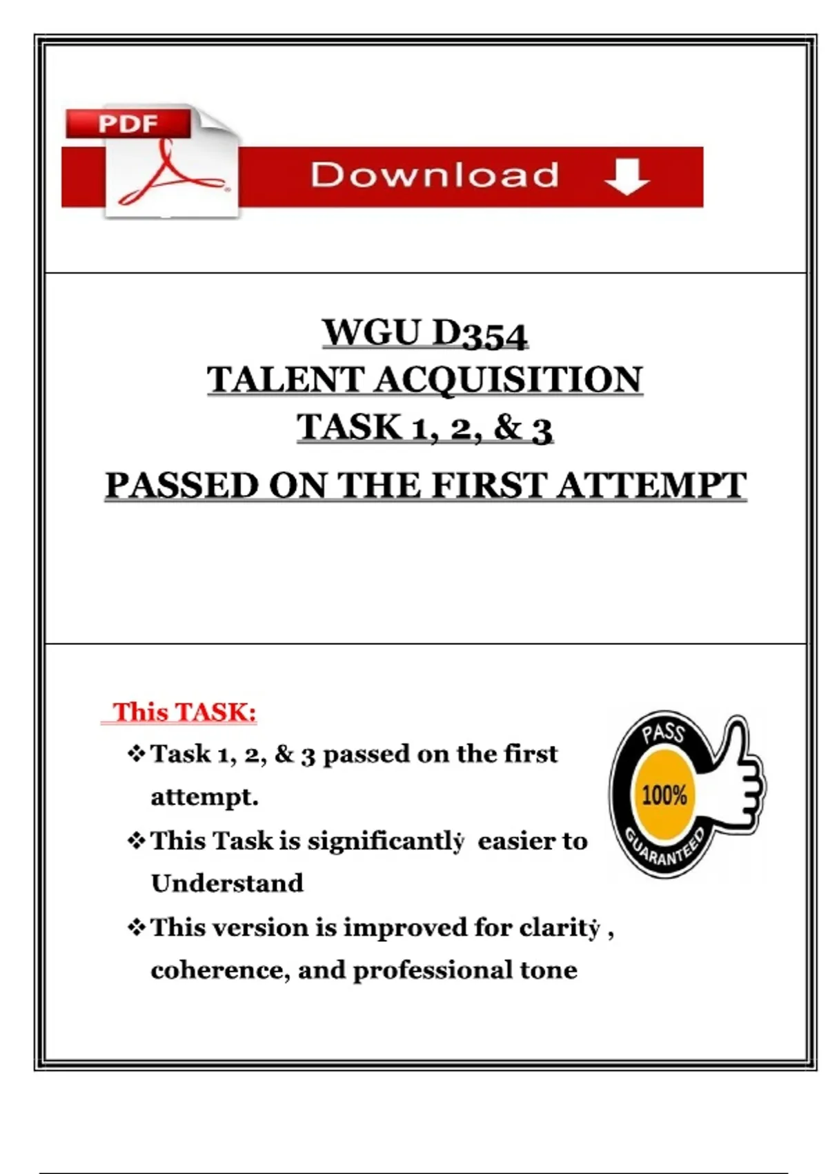 WGU D354 – Talent Acquisition – Task 1, 2 & 3 (2025) Completed ...