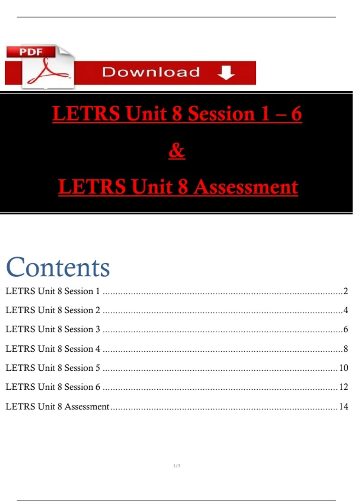 LETRS Unit 8 Sessions 1–6 with Assessment (2025) – Complete Study Guide ...