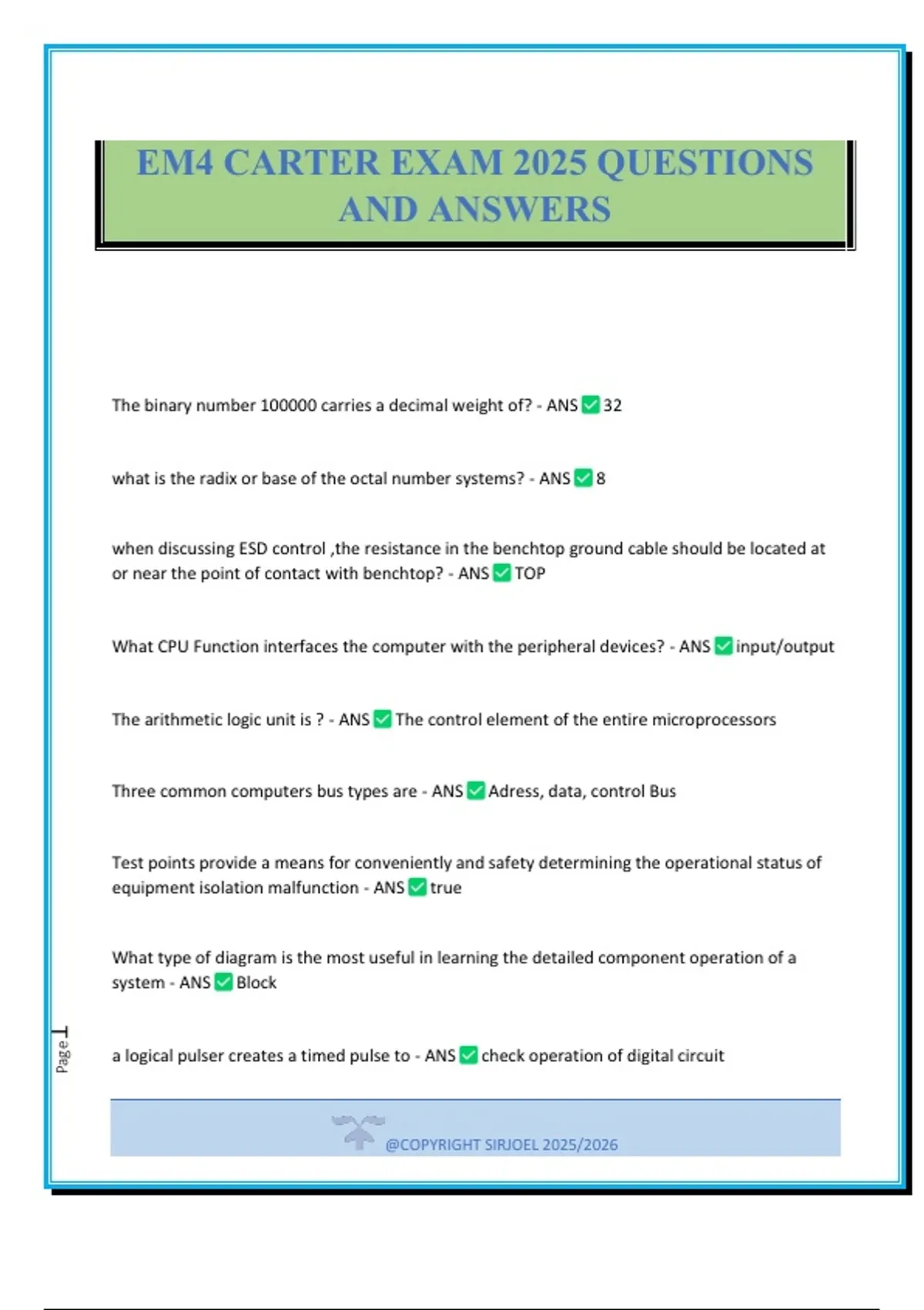 EM4 CARTER EXAM 2025 QUESTIONS AND ANSWERS - EM4 - Stuvia US