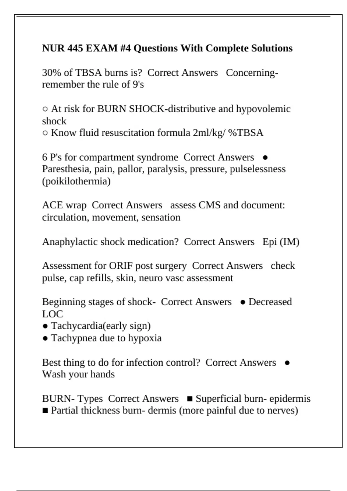 NUR 445 EXAM #4 Questions With Complete Solutions - NUR 445 - Stuvia US