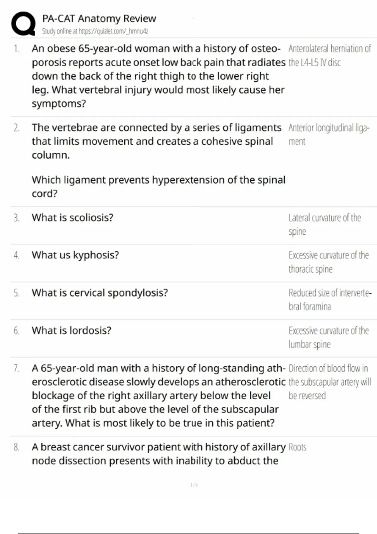 PA-CAT Anatomy Review / 2025 Update / Score 100% / Exam Prep Notes ...