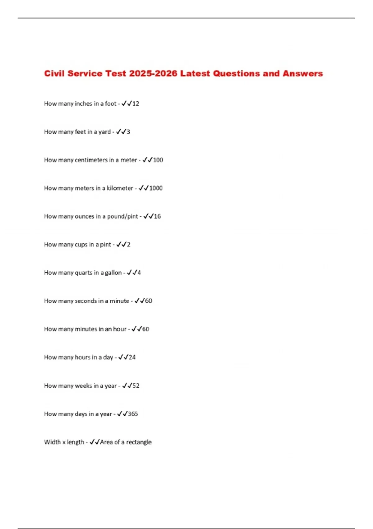 Civil Service Test Latest Questions and Answers - Civil service - Stuvia US