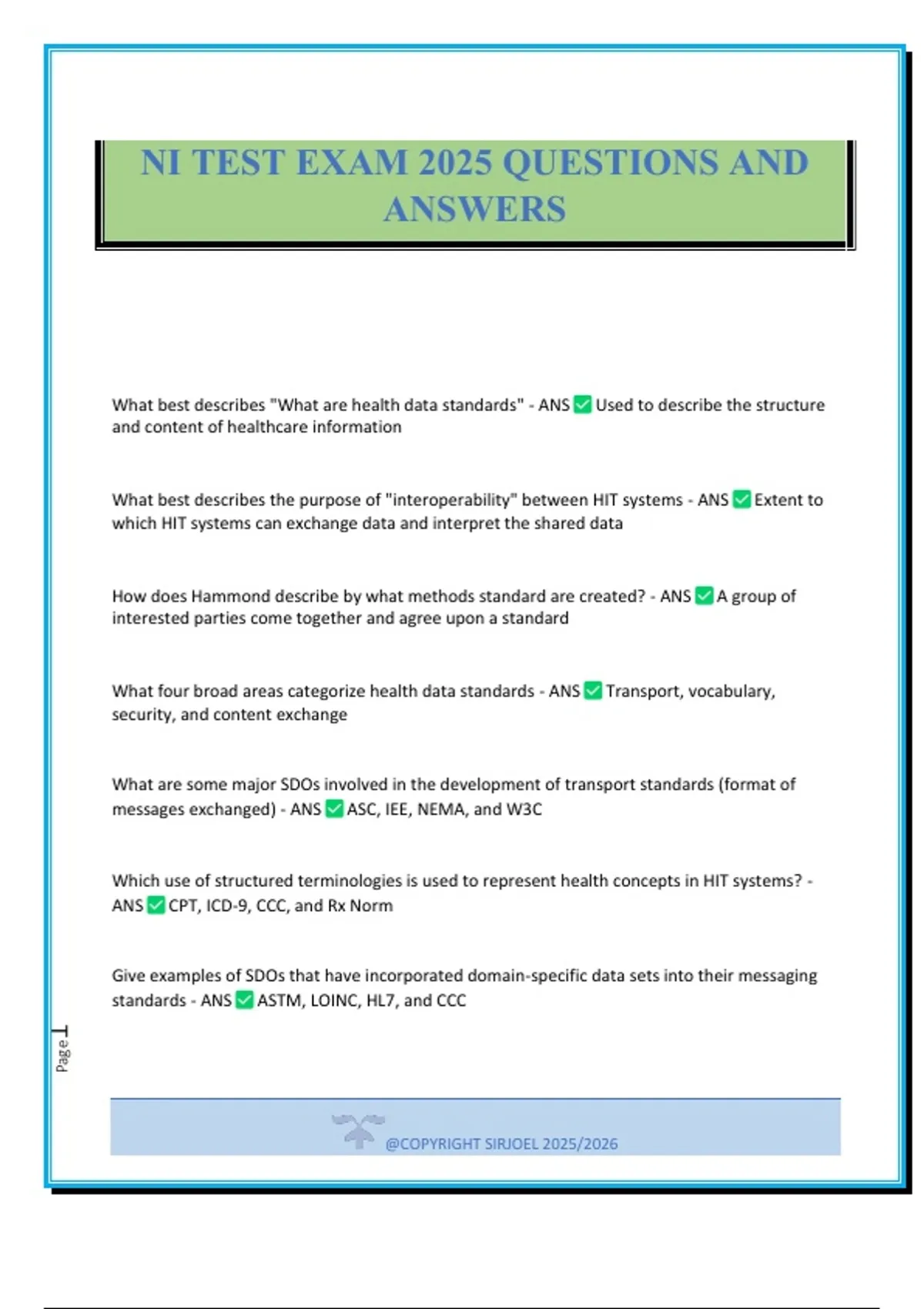 NI TEST EXAM 2025 QUESTIONS AND ANSWERS - N I - Stuvia US