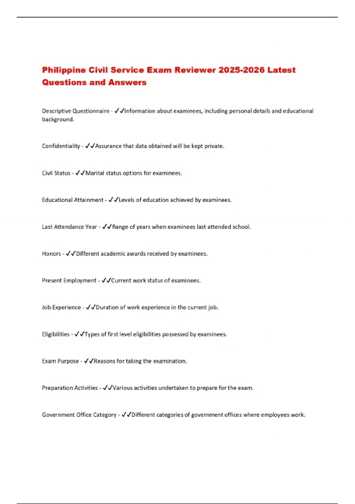 Philippine Civil Service Exam Reviewer Latest Questions and Answers ...
