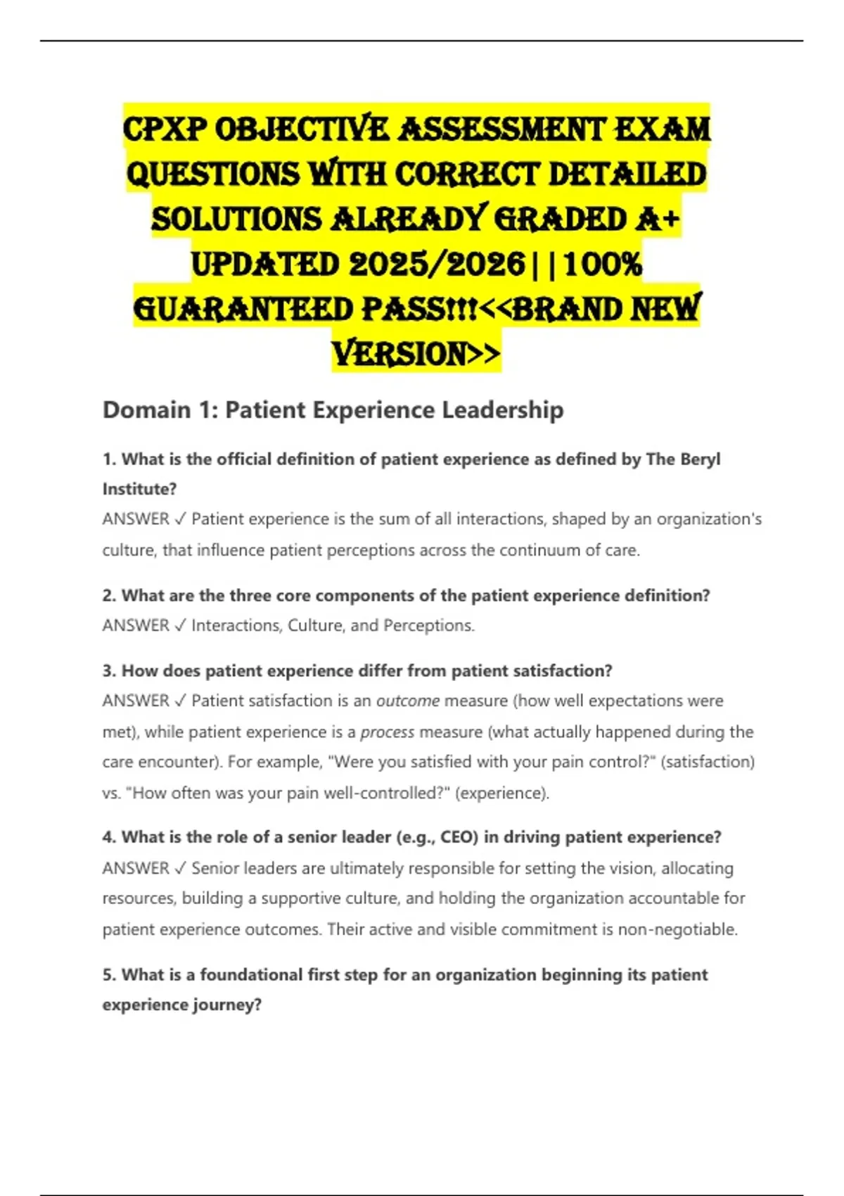 CPXP Objective Assessment Exam Questions with Correct Detailed ...