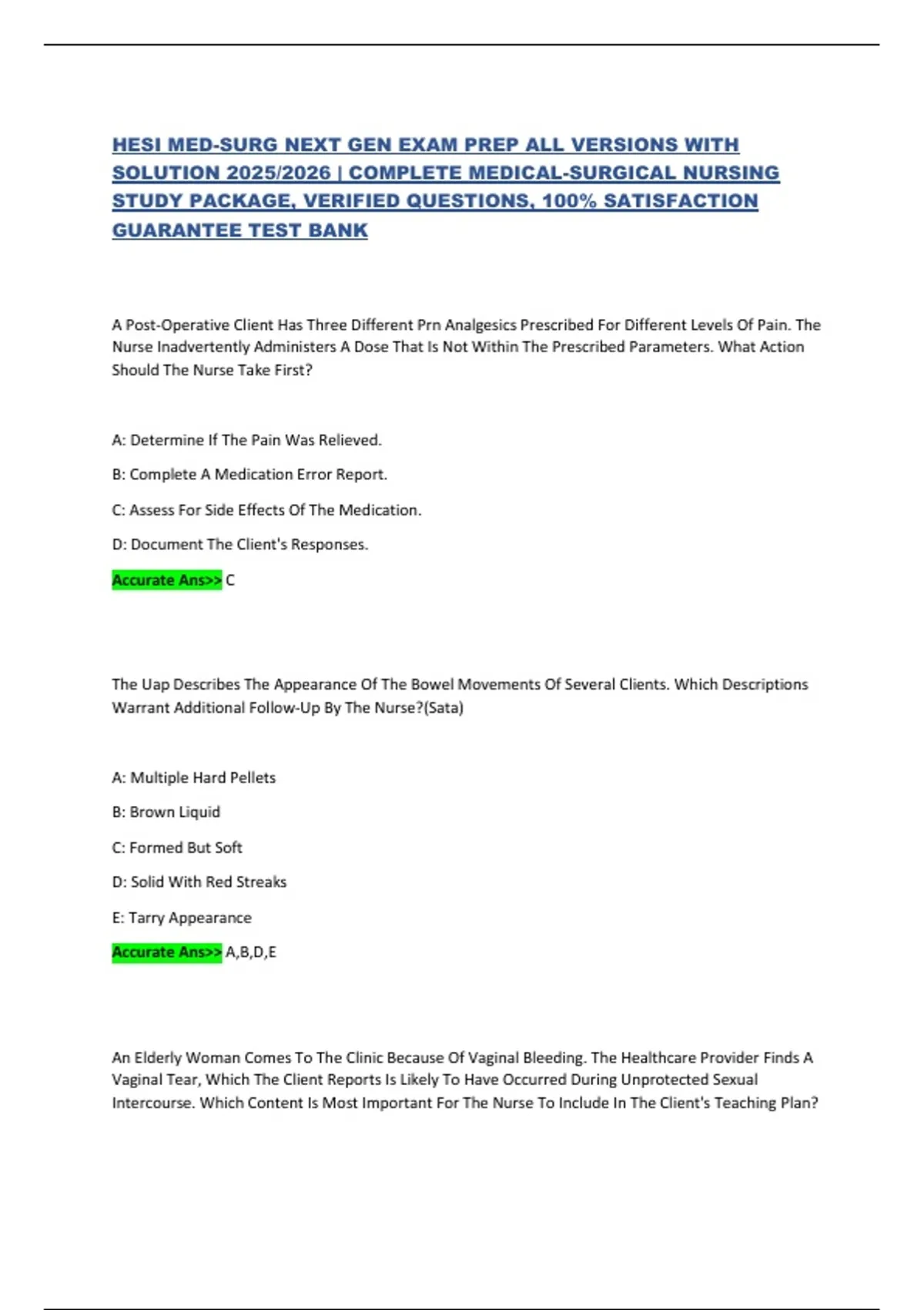 HESI MED-SURG NEXT GEN EXAM PREP ALL VERSIONS WITH SOLUTION 2025/2026 ...