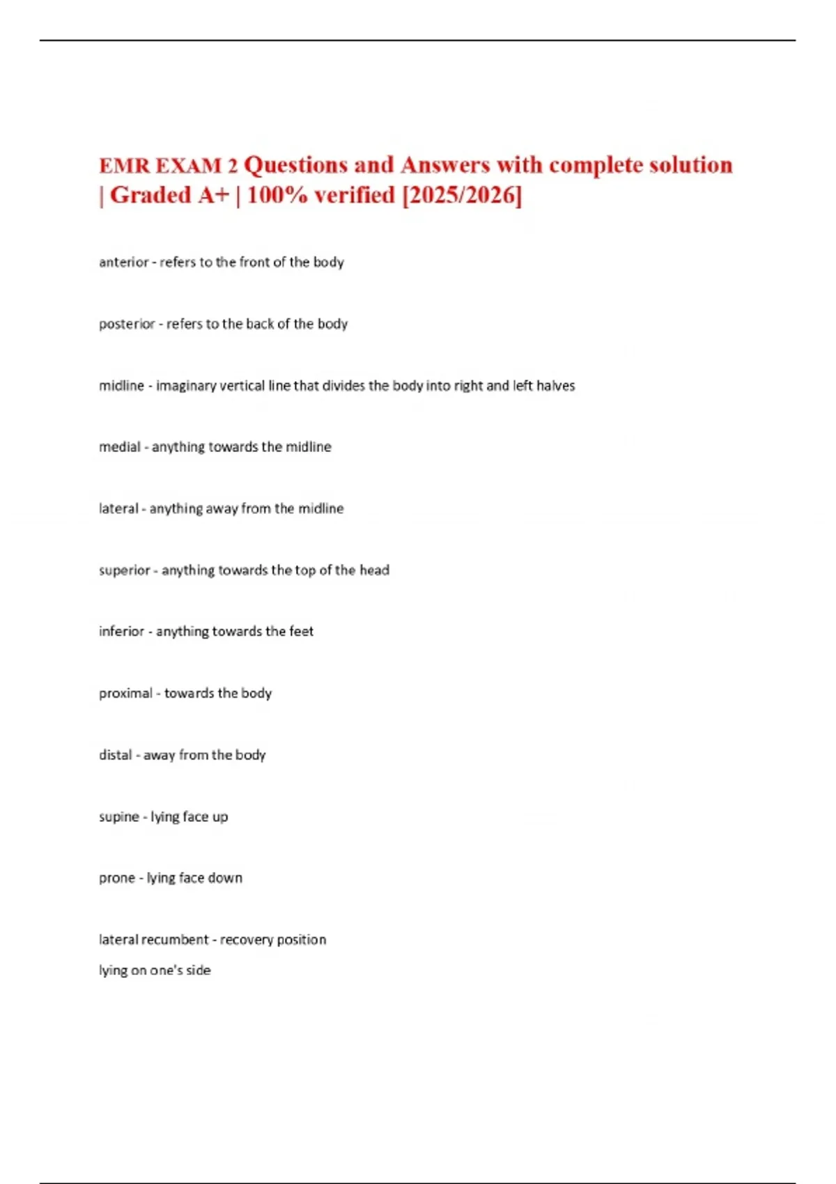 EMR EXAM 2 Questions and Answers with complete solution | Graded A+ ...
