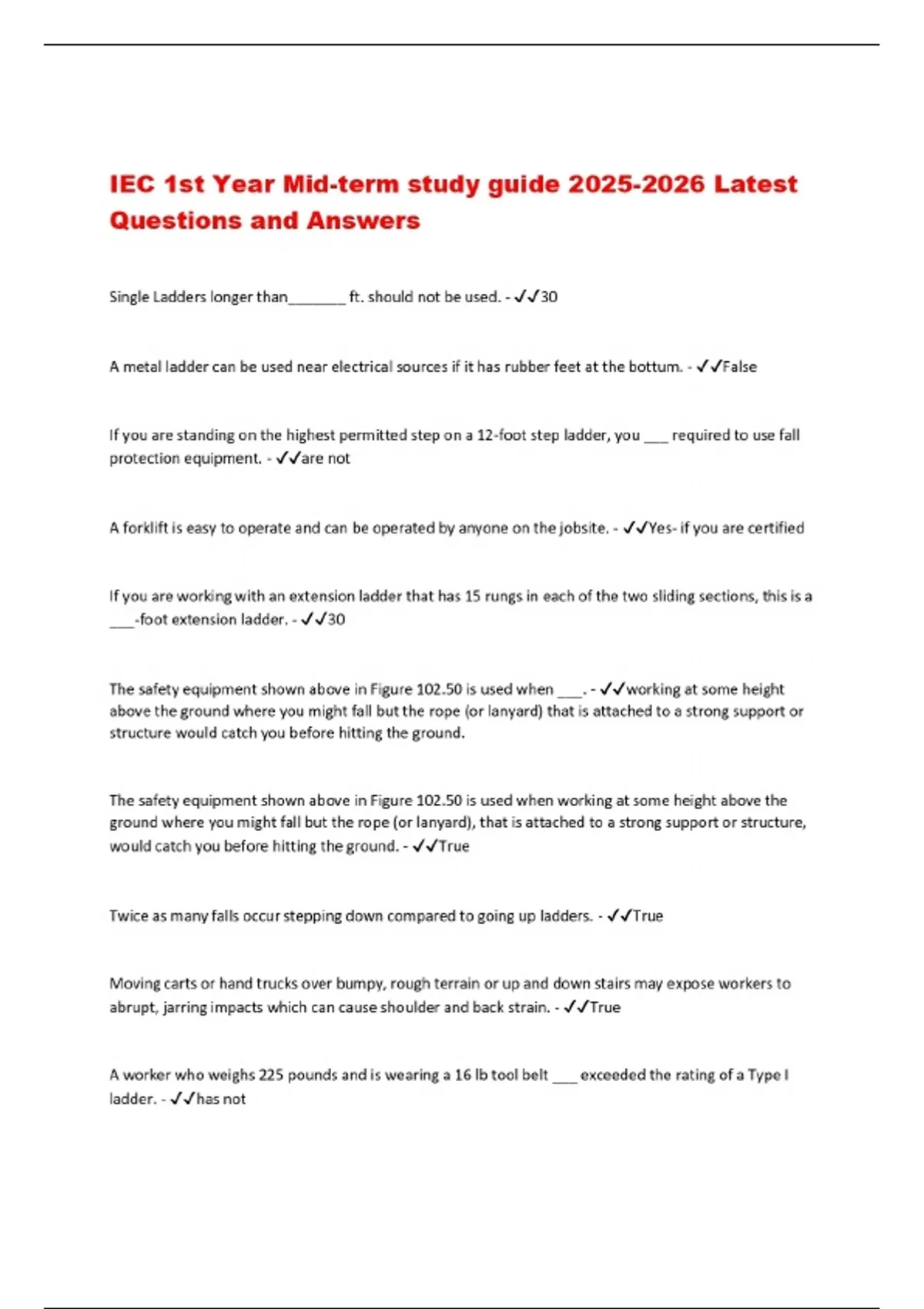 IEC 1st Year Mid-term study guide Latest Questions and Answers - IEC ...