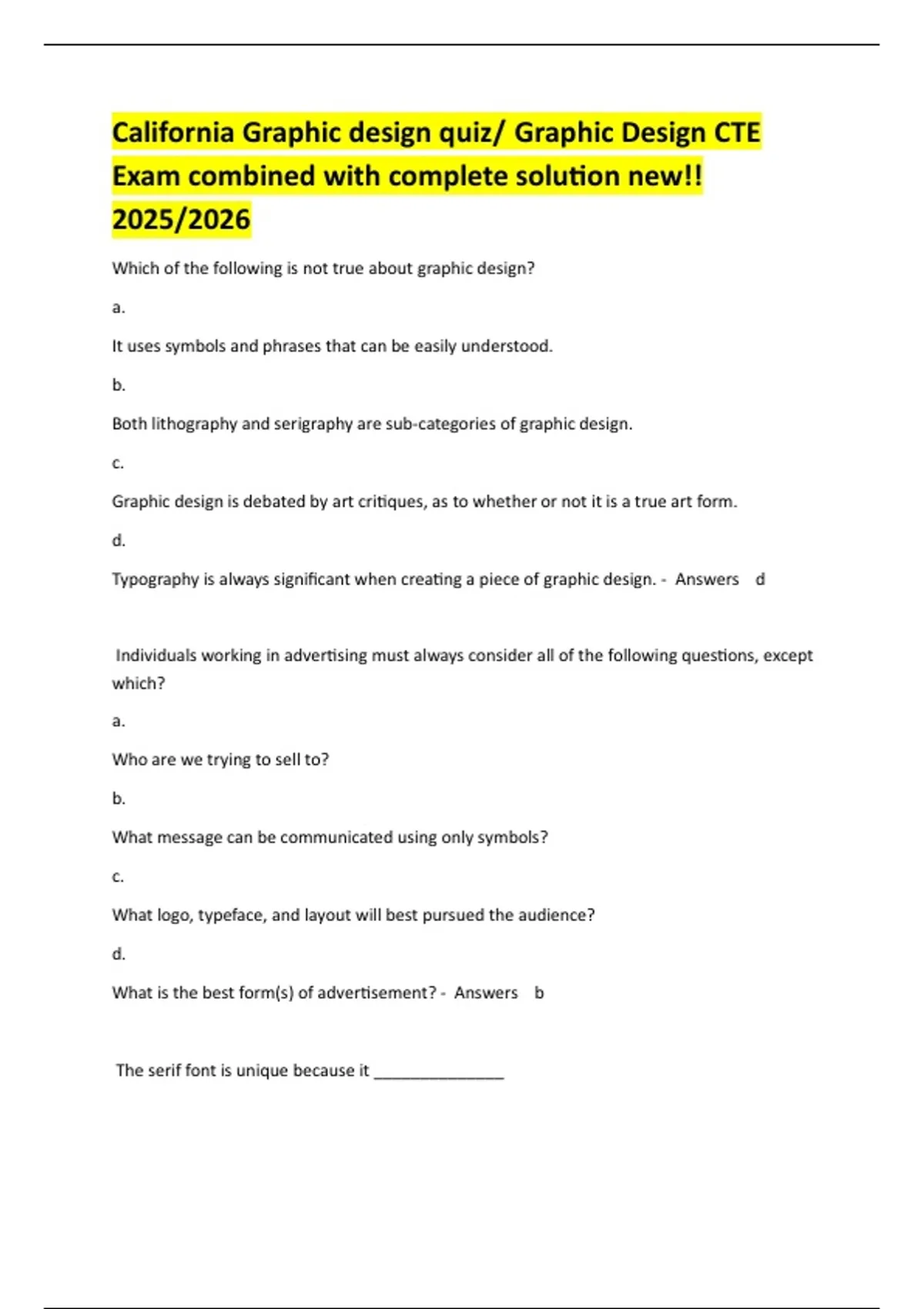 California Graphic design quiz/ Graphic Design CTE Exam combined with ...