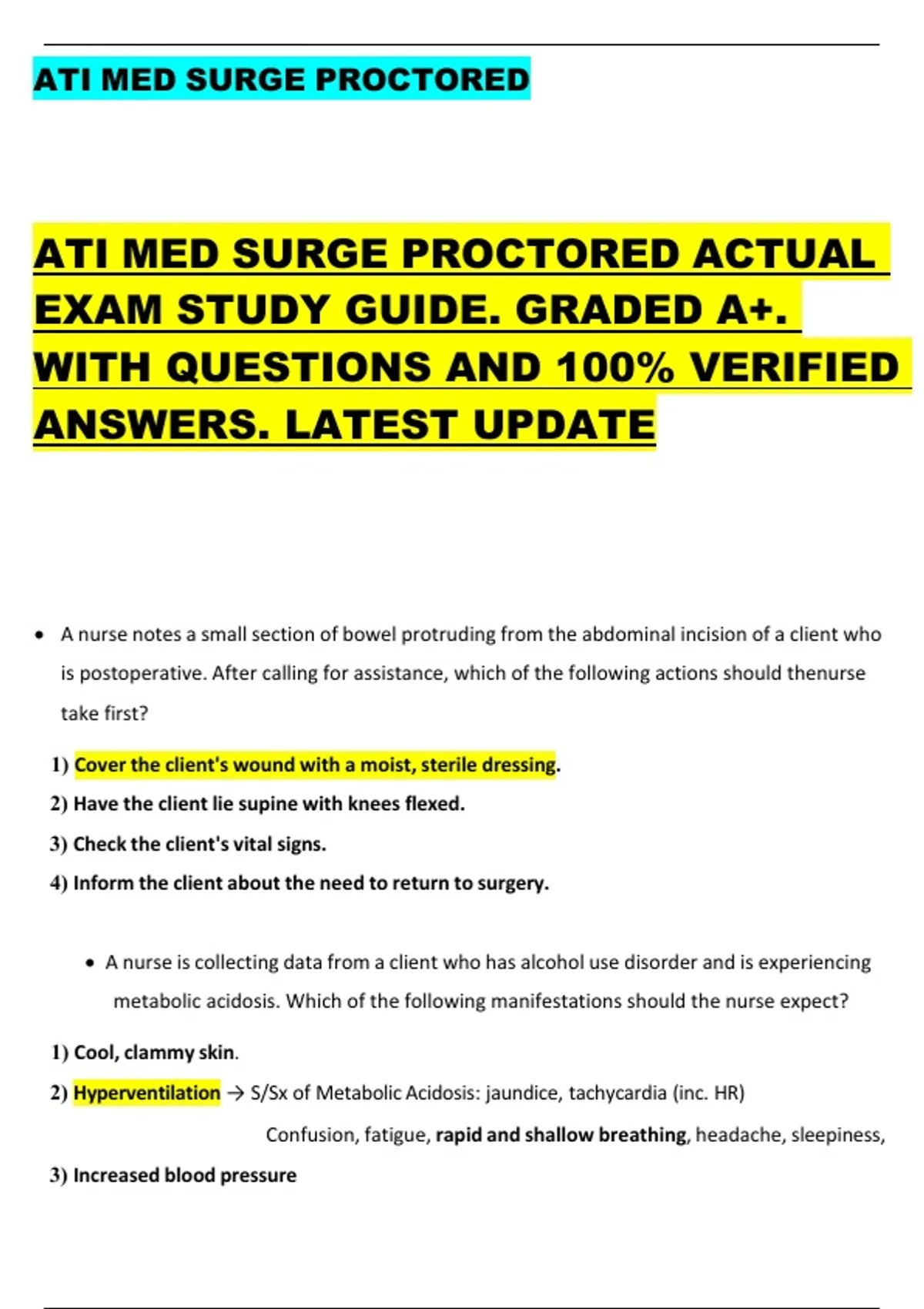 ATI MED SURGE PROCTORED ATI MED SURGE PROCTORED ACTUAL EXAM STUDY GUIDE ...