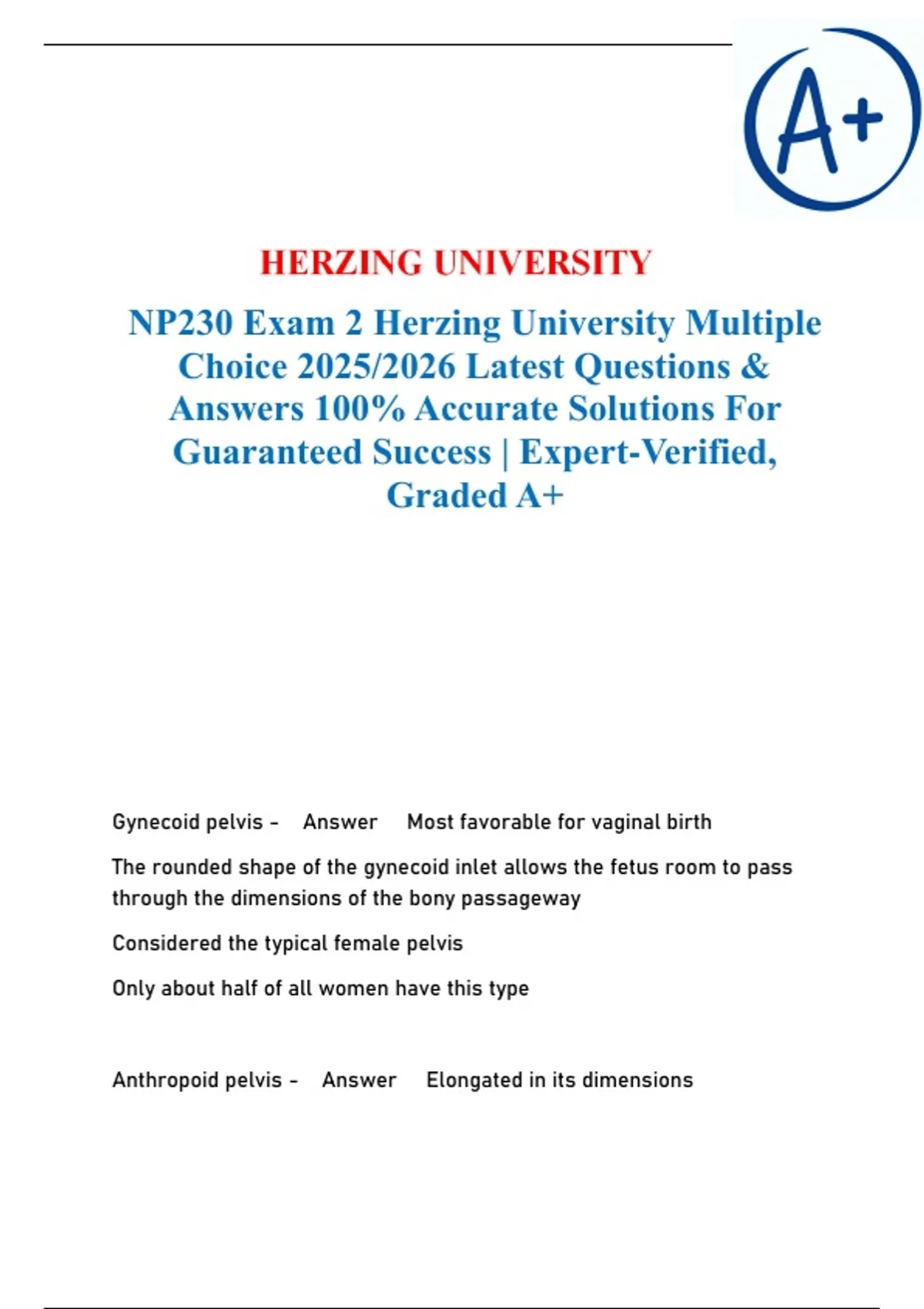 NP230 Mental Health Exam Herzing University Multiple Choice 2025/2026 ...